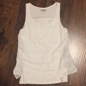 Express | Tops | Nwot White Sequin Layered Tank From Express | Poshmark